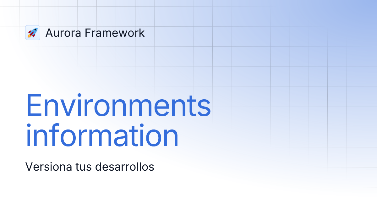 Environments information | Aurora Framework